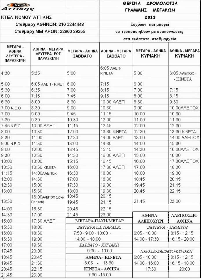 Θερινά δρομολόγια ΚΤΕΛ Αττικής για τη γραμμή Μεγάρων - MegaraTV
